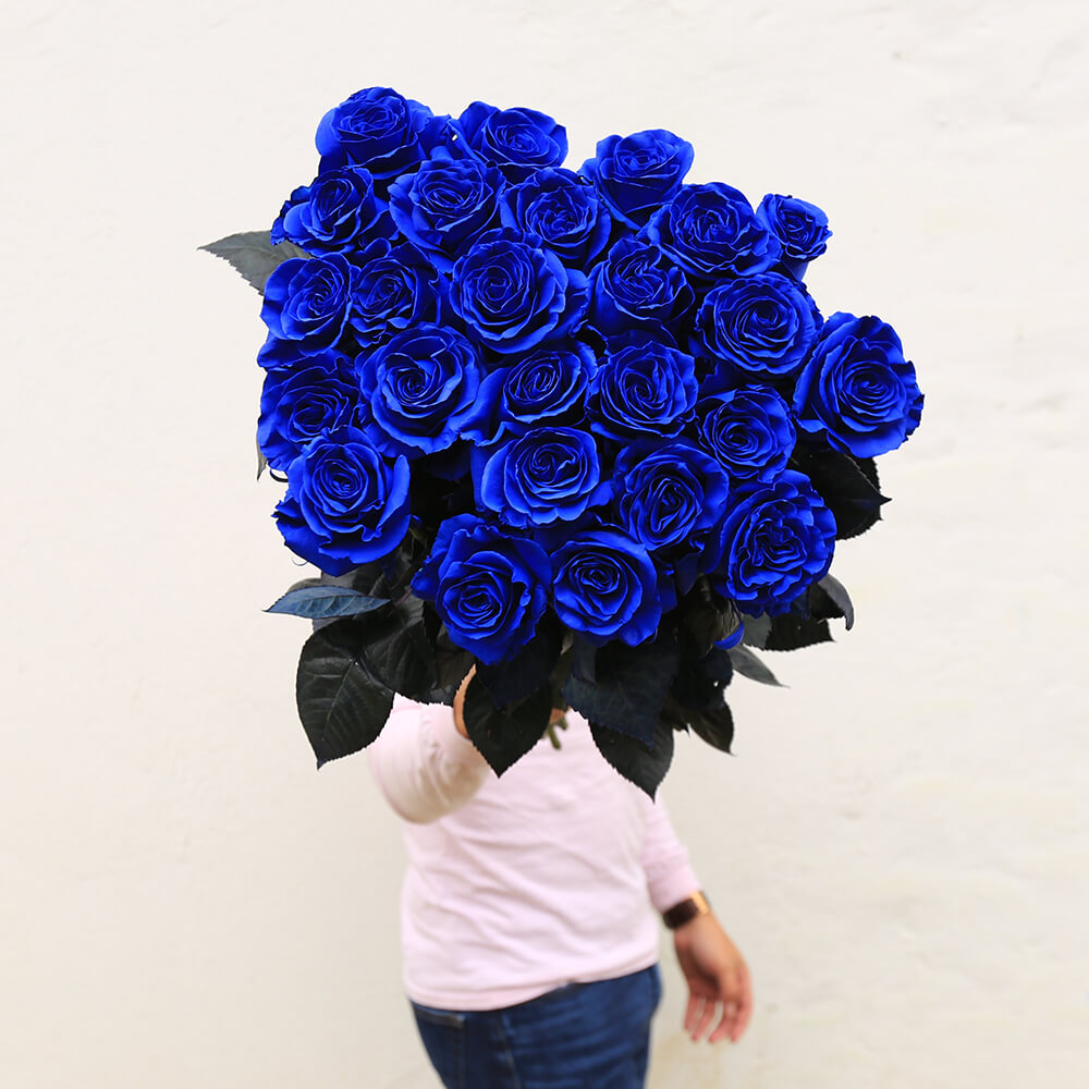 Blue Lagoon Bouquet | Dozen Blue Roses – Rosaholics
