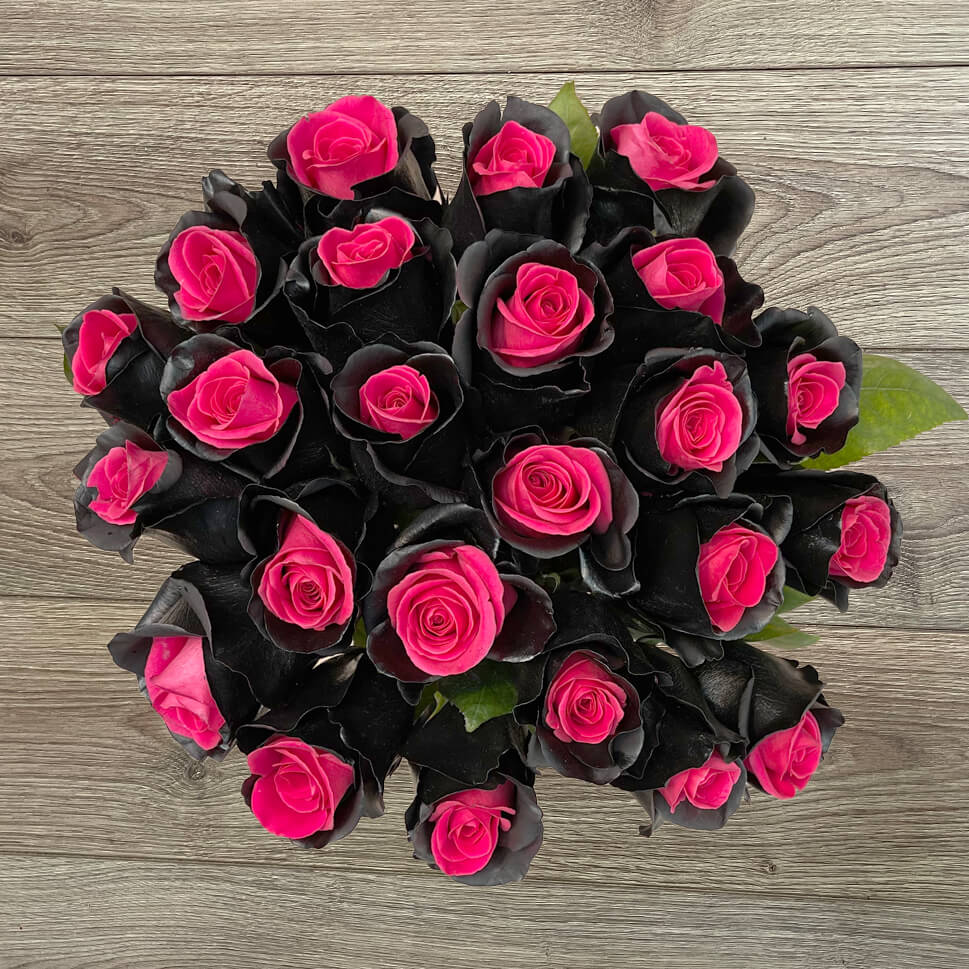 Black & Pink Roses Bouquet | Roses Delivery – Rosaholics